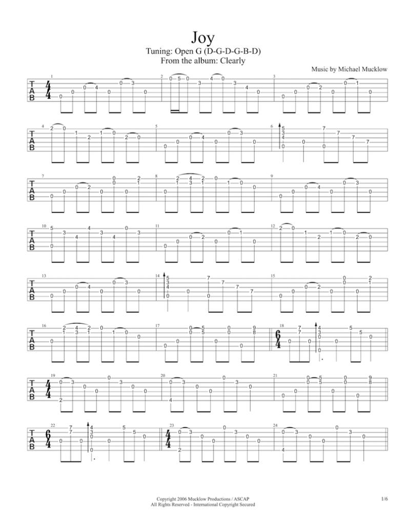 Joy Guitar Tab – Michael Mucklow – Relaxing Guitar Music
