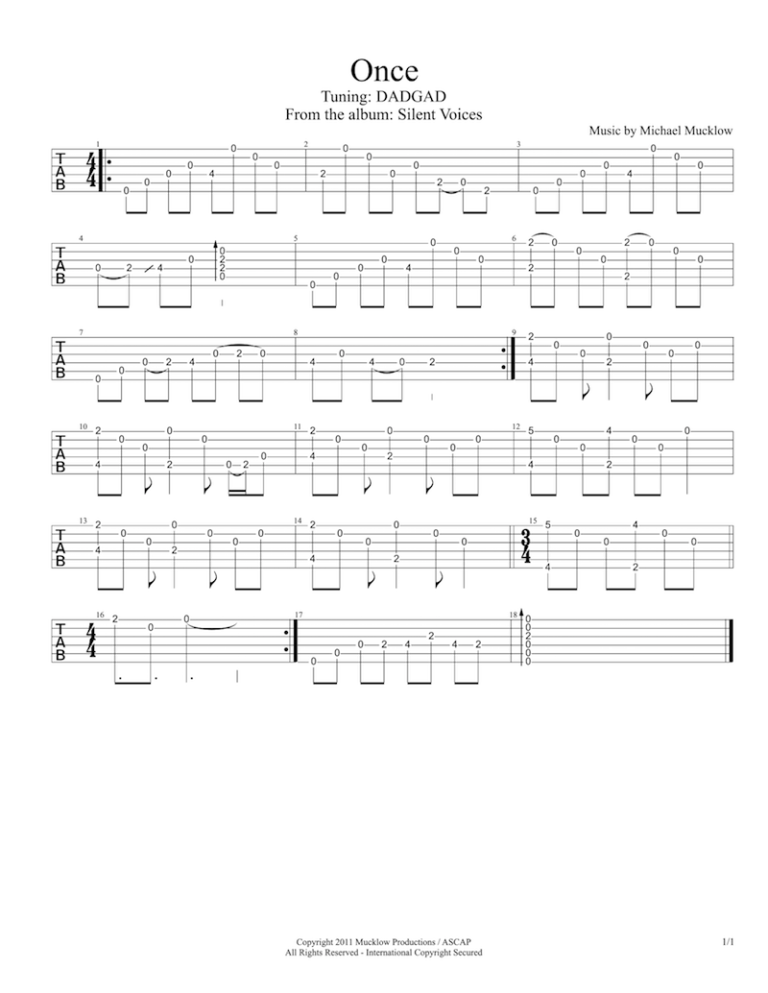 Once Guitar Tab – Michael Mucklow – Relaxing Guitar Music