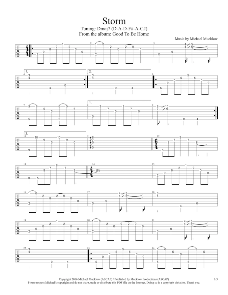 Storm Guitar Tab – Michael Mucklow – Relaxing Guitar Music